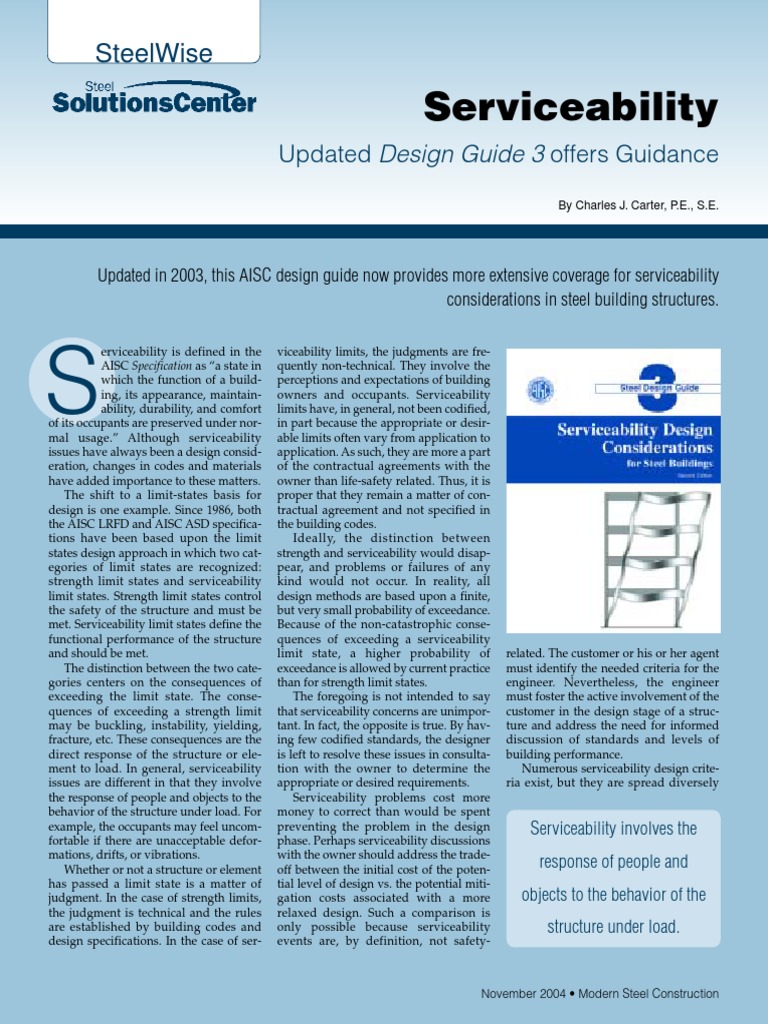 Serviceability AISC ASCE | PDF | Structural Load | Strength Of Materials