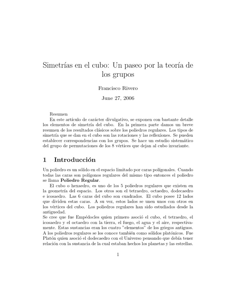 Simetrías y Ejes en el Cubo | PDF
