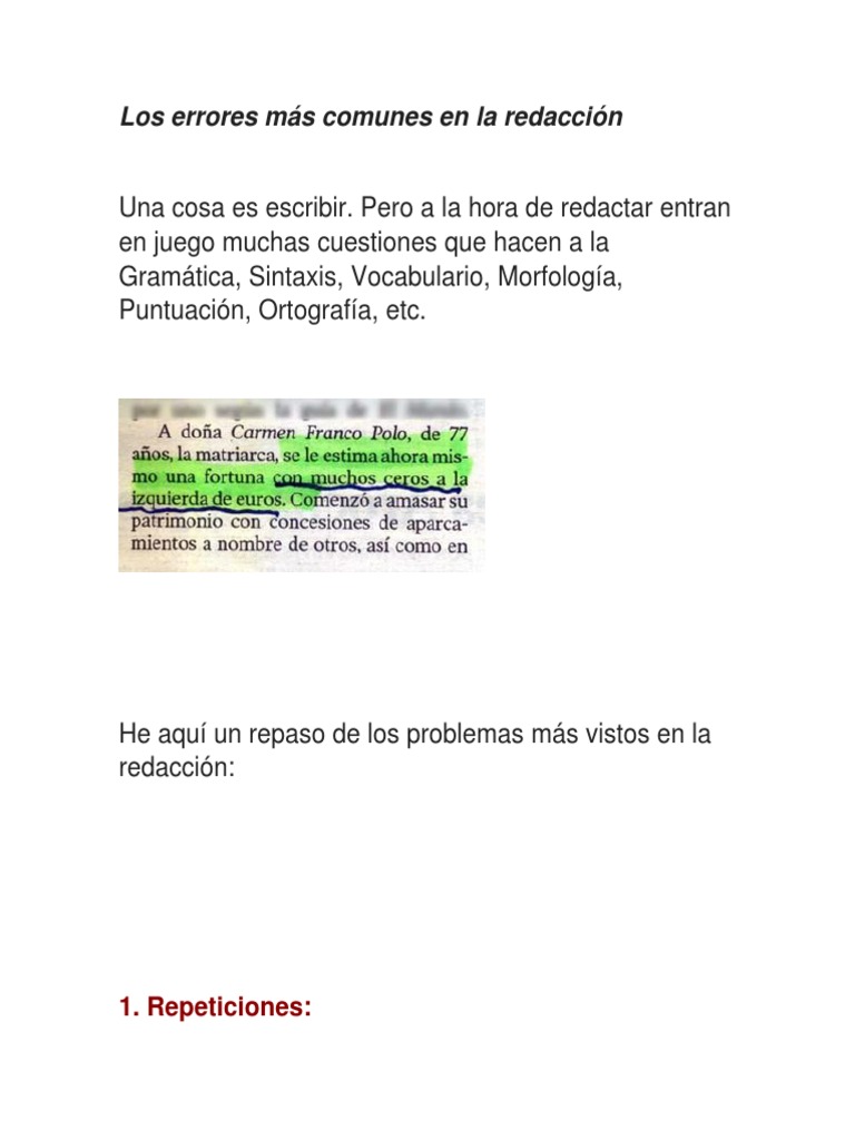 Los Errores Más Comunes en La Redacción | PDF