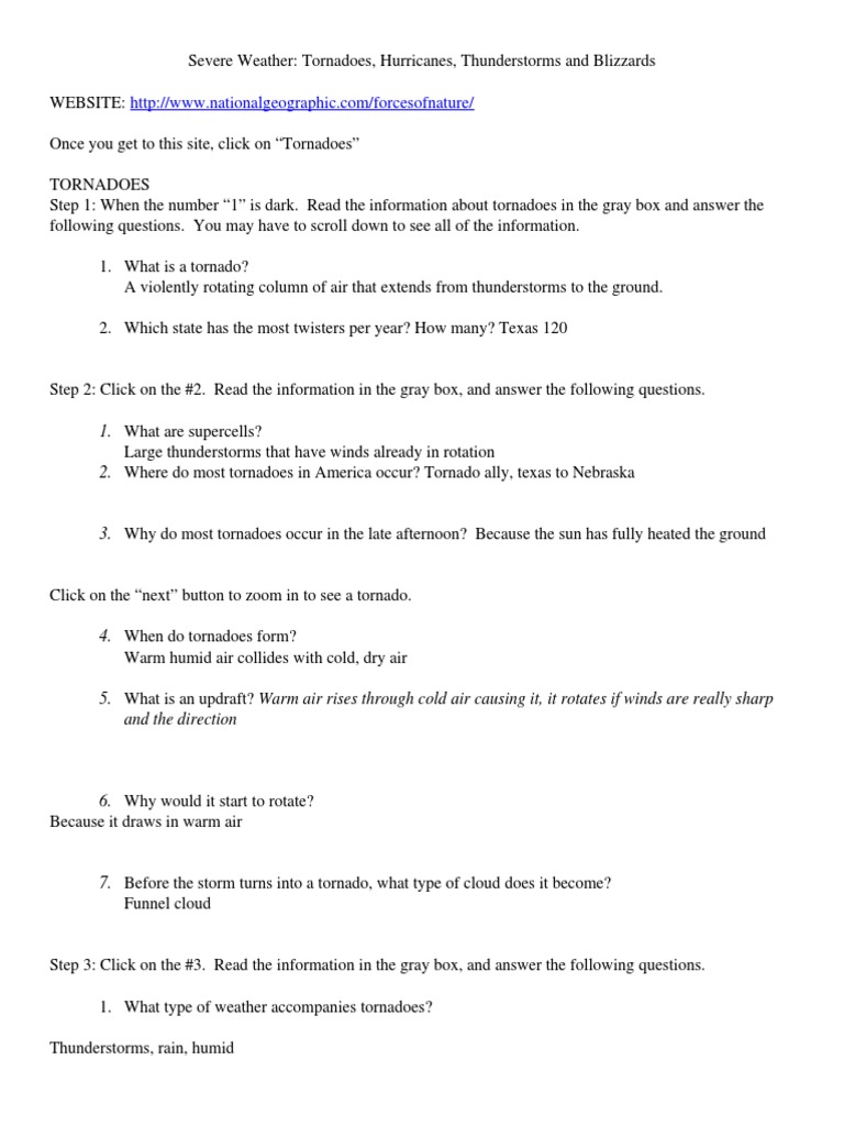Severe Weather Webquest | PDF | Tornadoes | Thunderstorm
