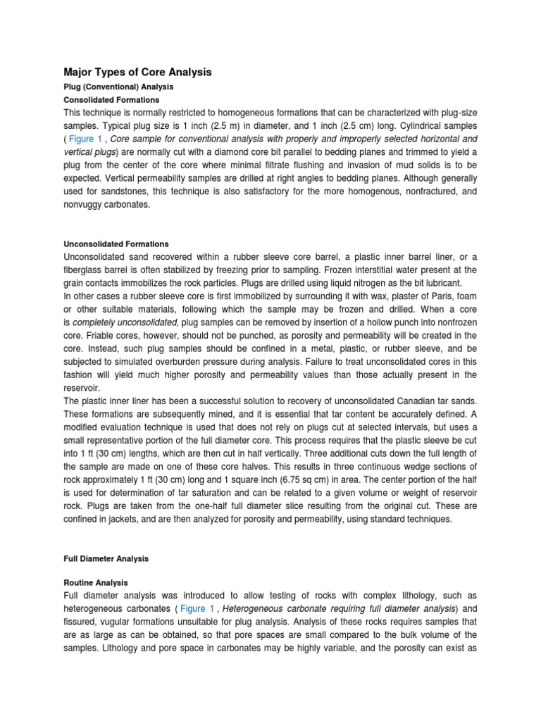 Core and Core Analysis (Major Types of Core Analysis) | PDF ...