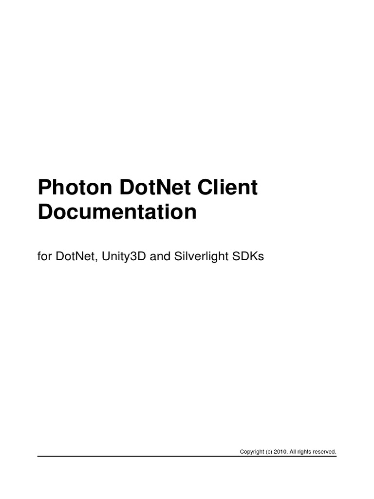 Photon DotNet Client Documentation v6 2 0 | PDF | Port (Computer Networking) | Unity (Game Engine)