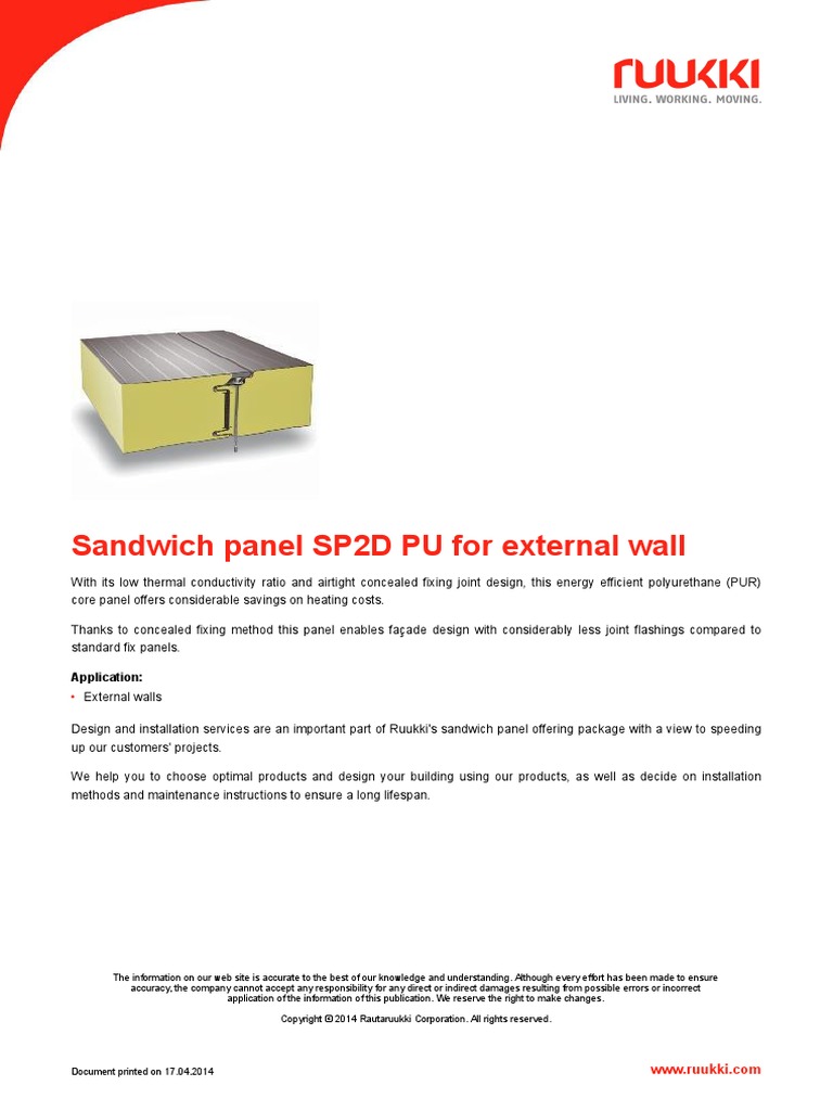 Sandwich Panel SP2D PU For External Wall | PDF | Autodesk Revit ...