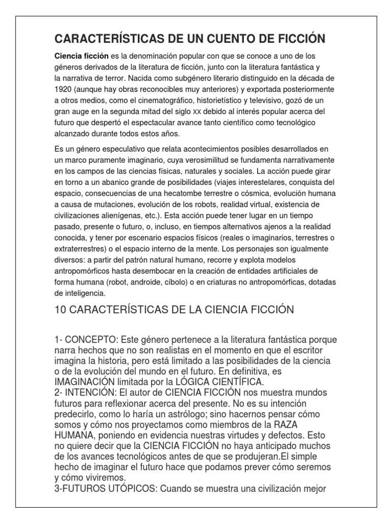 Características de Un Cuento de Ficción | PDF | Ciencia ficción | Science