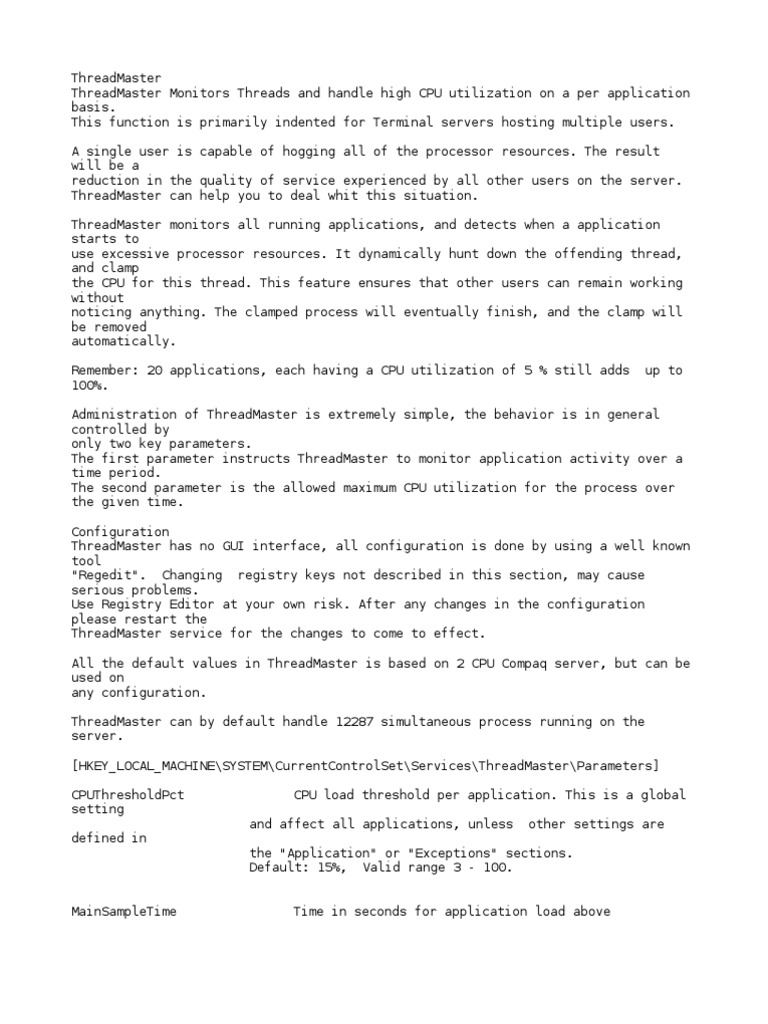 ThreadMaster ThreadMaster Monitors Threads and Handle High | PDF ...