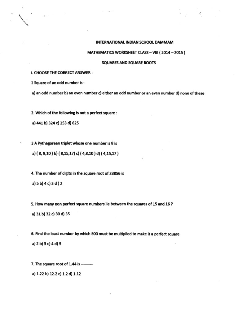 IISR Class VII Maths Worksheet | PDF