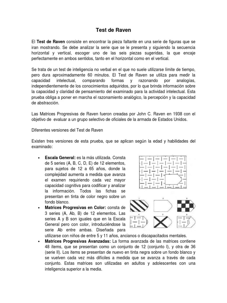 Test de Raven y Personalidad Eysenck | PDF | Estrés (biología ...