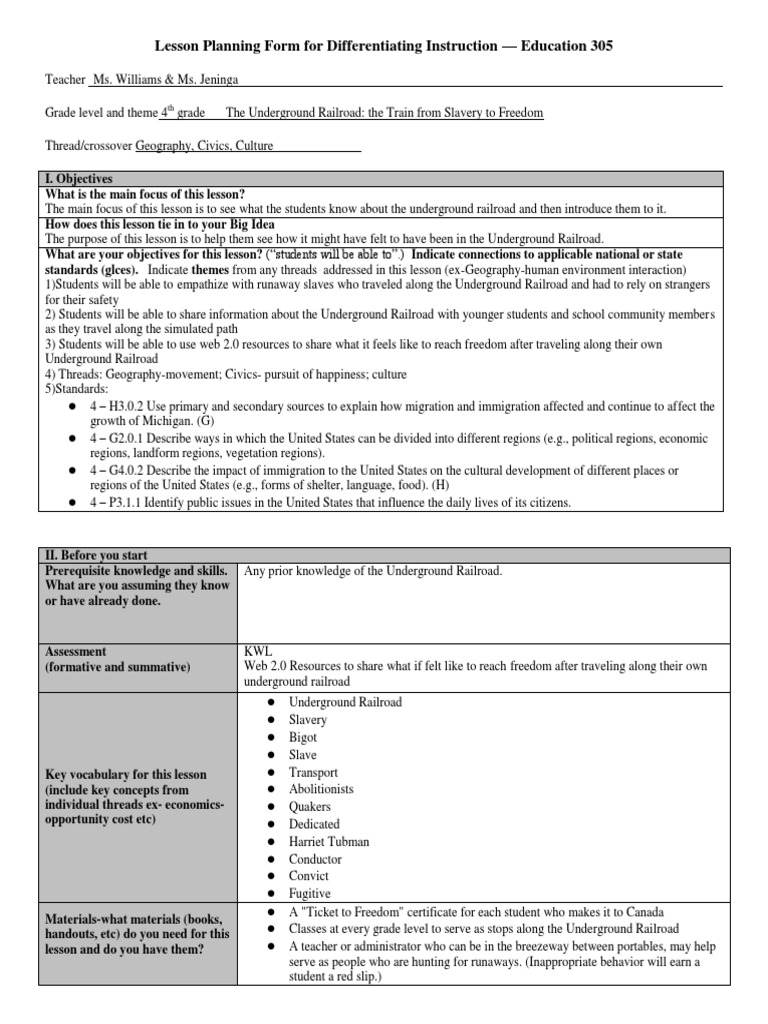4th Grade Underground Railroad Lesson | PDF | Fugitive Slaves In The ...