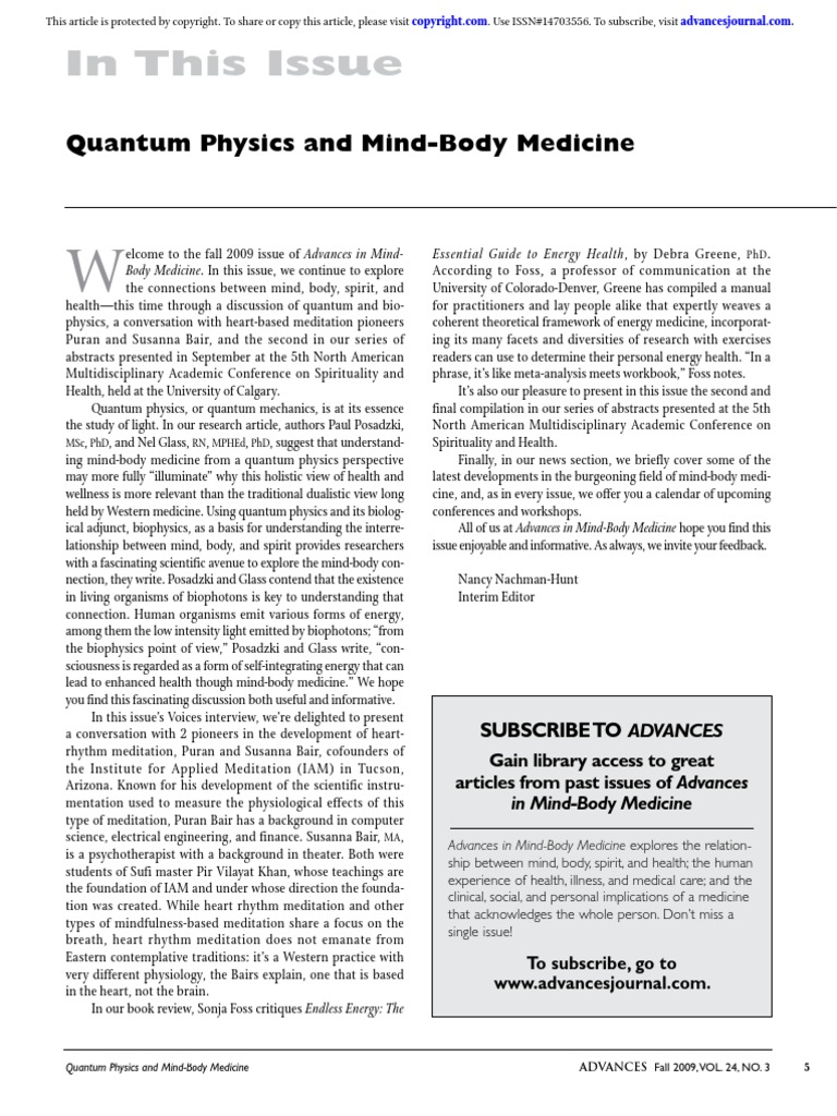 Quantum Physics and Mind-Body Medicine | Download Free PDF | Meditation ...
