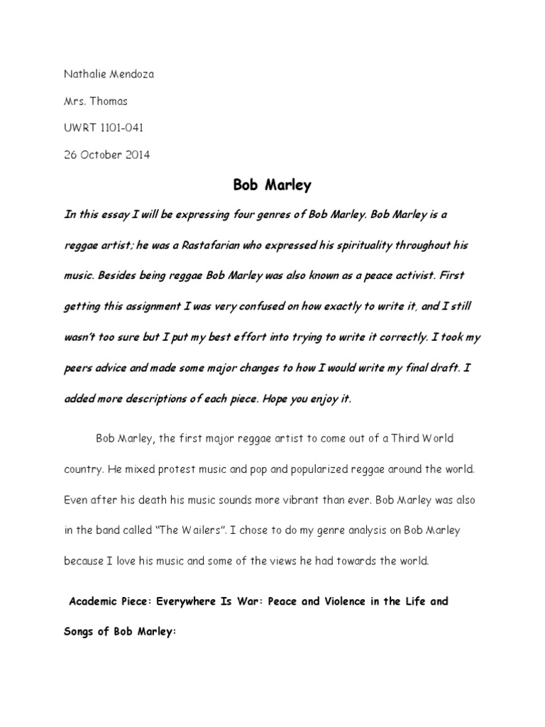 Bob Marley: Genres and Legacy Analysis | PDF | Bob Marley | Reggae