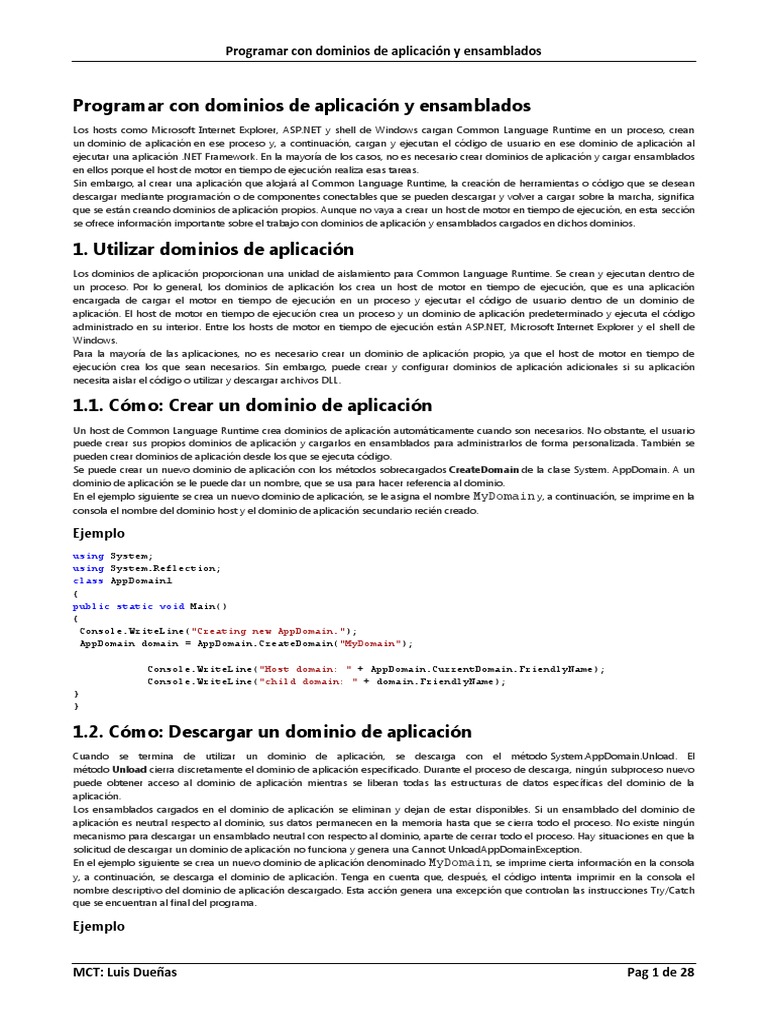 NET Framework 4.5 - Programar Con Dominios de Aplicación y Ensamblados PDF | PDF | .NET ...