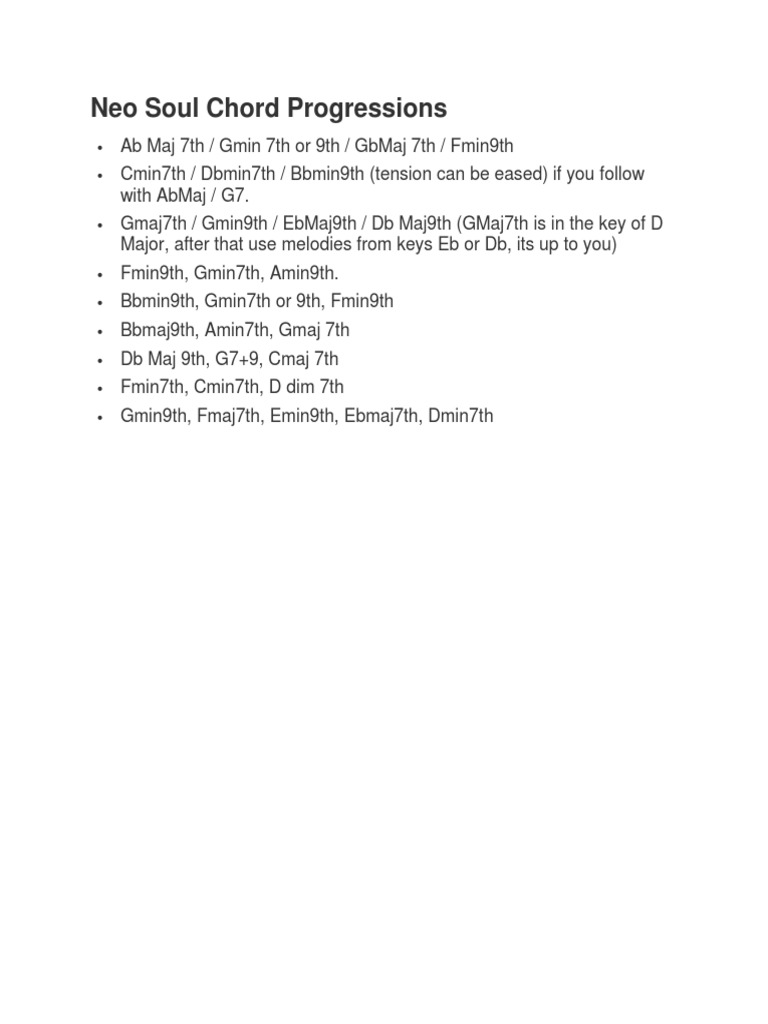 Neo Soul Chord Progressions For Beginners | PDF | Elements Of Music ...