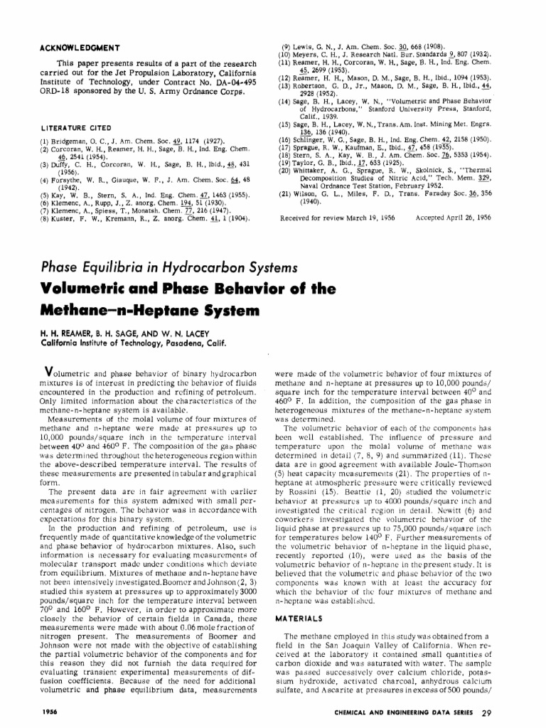 6 Phase Equilibria in Hydrocarbon Systems. Volumetric and Phase ...
