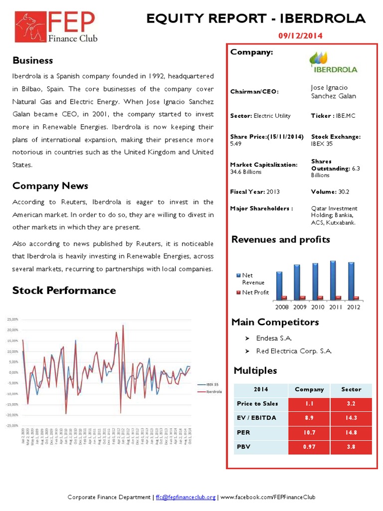 Equity Valuation Report - Iberdrola | PDF