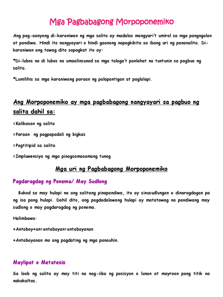 Mga Pagbabagong Morpoponemiko | PDF