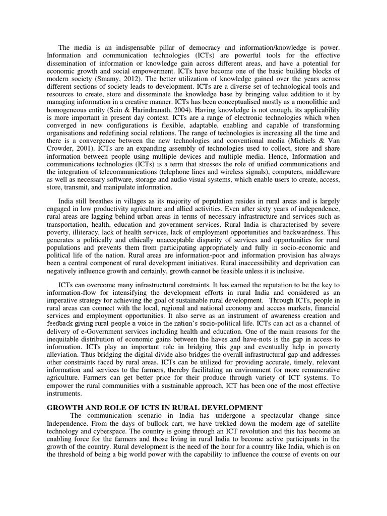 ICT For Rural Development | PDF | Internet Access | Rural Poverty