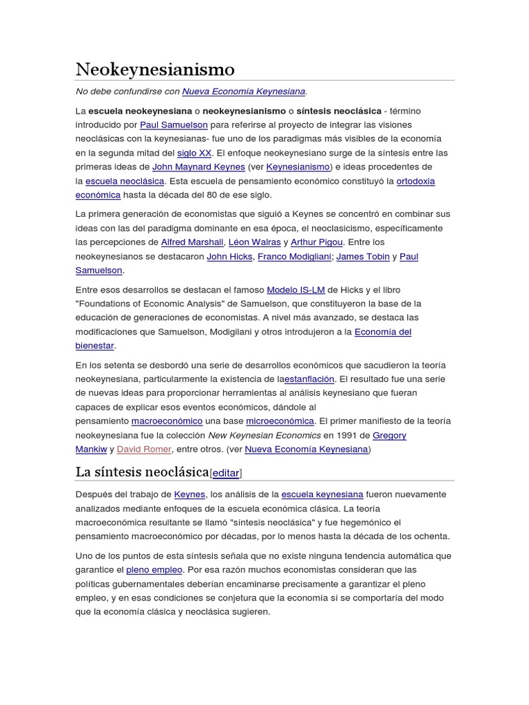 Neo Keynesianism o | PDF | Teorías económicas | Ciencias económicas