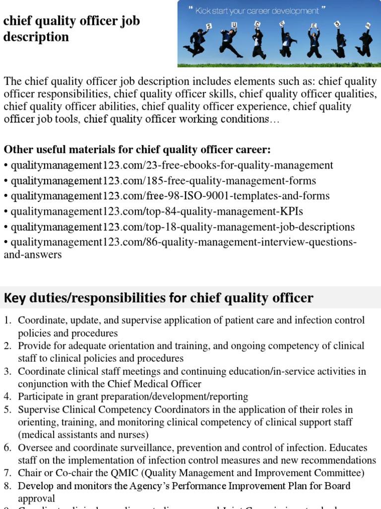 Chief Quality Officer Job Description | PDF | Competence (Human ...