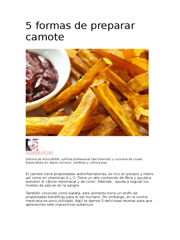 5 Formas de Preparar Camote | PDF | Batata | Panes