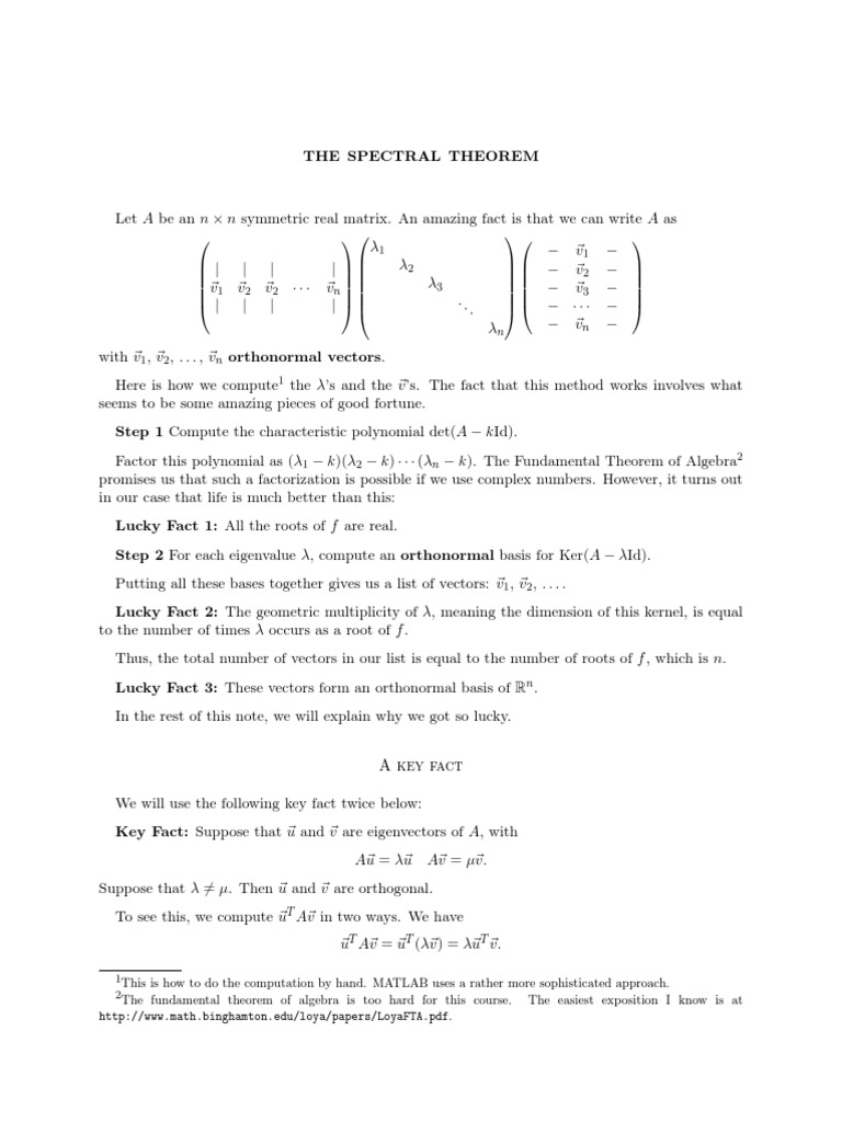 The Spectral Theorem | PDF | Eigenvalues And Eigenvectors | Functions And Mappings