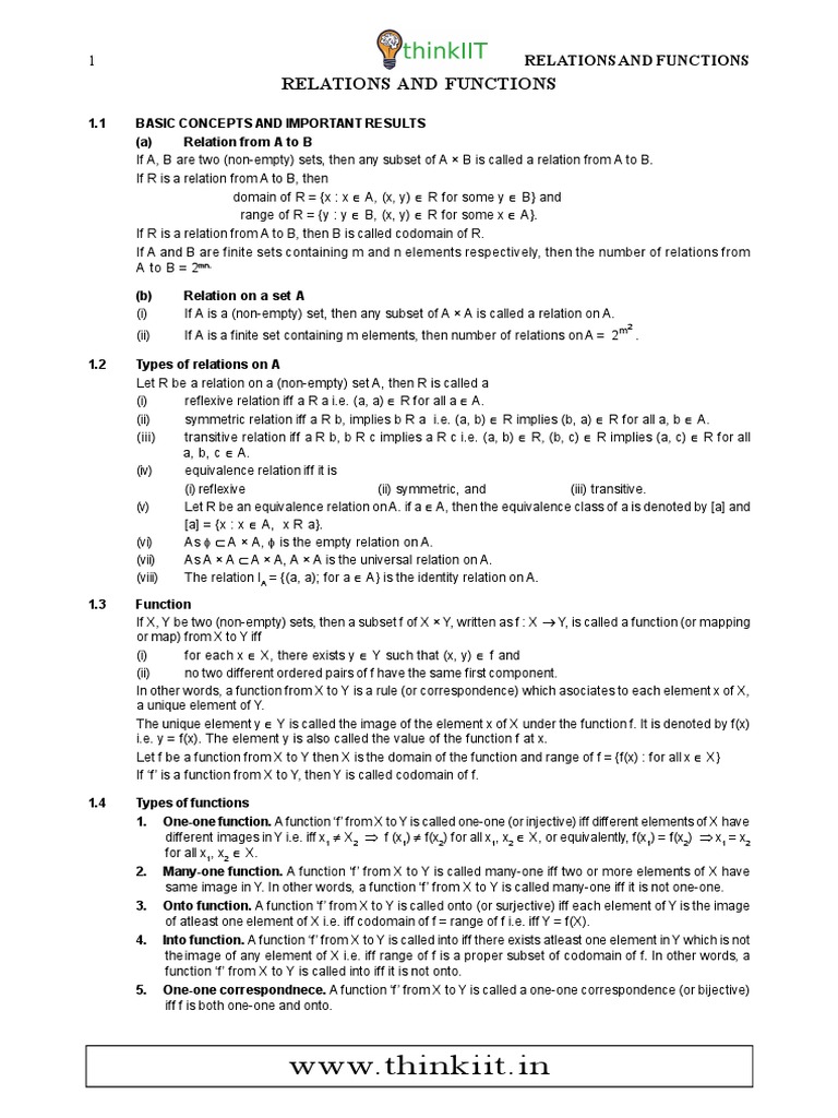 1 - Relations and Functions | PDF | Function (Mathematics) | Mathematical Relations