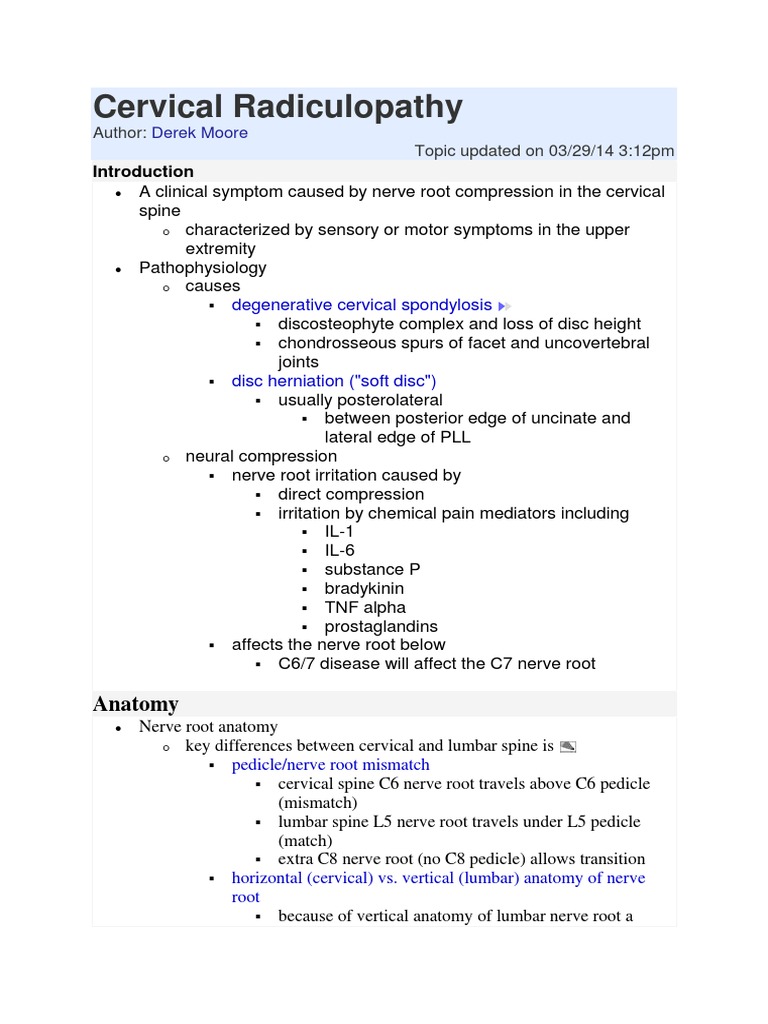 Cervical Radiculopathy | PDF | Vertebra | Shoulder