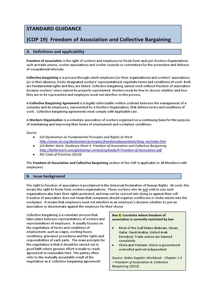 Freedom of Association and Collective Bargaining RJC Guidance Draftv1 ...