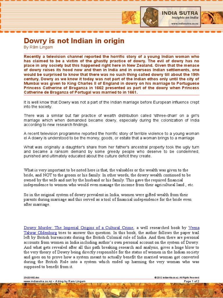Dowry's Colonial Origins in India | PDF | History