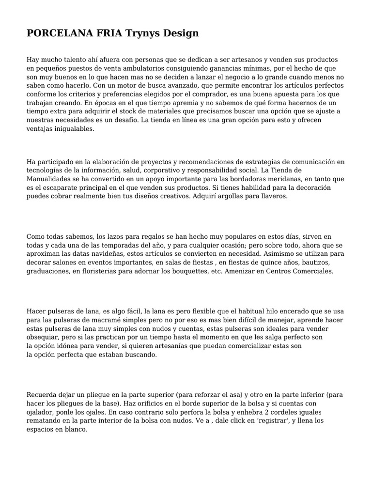 PORCELANA FRIA Trynys Design | PDF | Science | Tecnología (general)