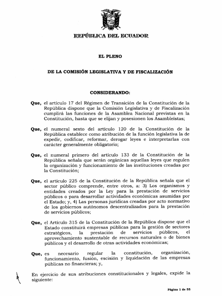 Ley Organica de Empresas Publicas | PDF