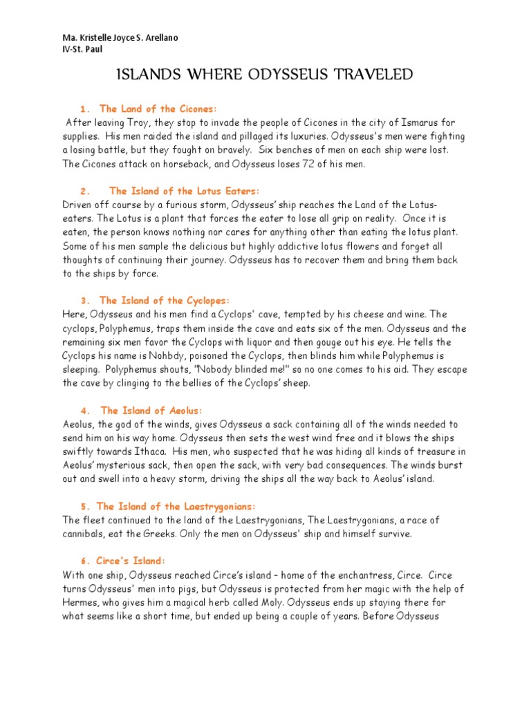 Islands Where Odysseus Traveled | PDF | Odysseus | Odyssey