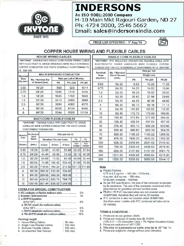 Cable Price List | PDF