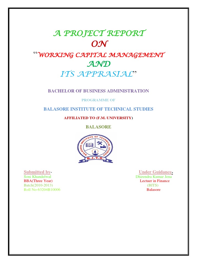Working Capital Management Project | PDF