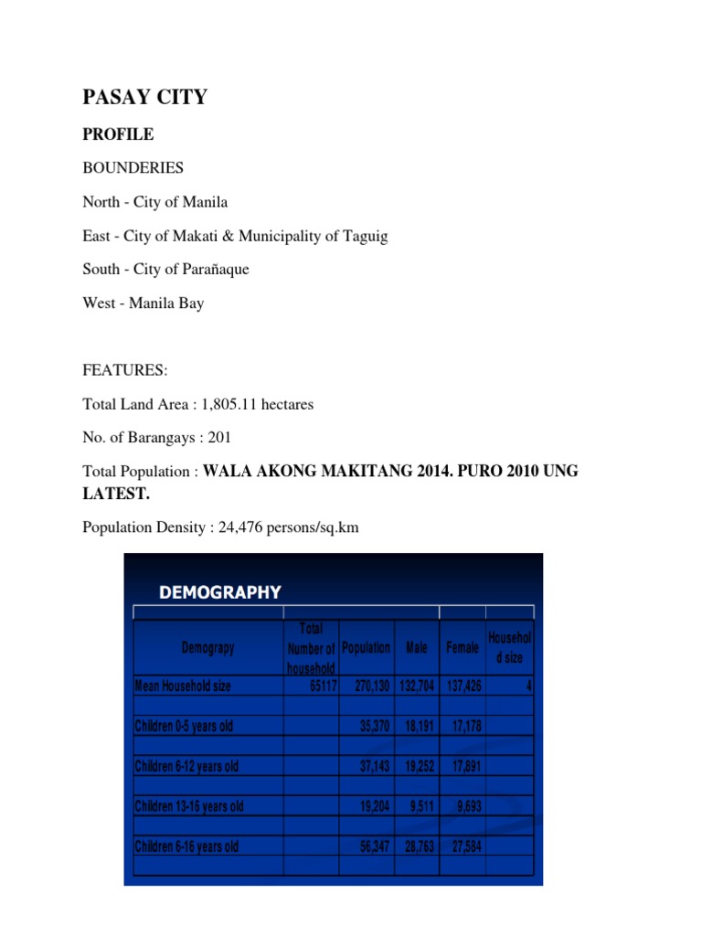 A Comprehensive Profile of Pasay City: Exploring its Boundaries ...