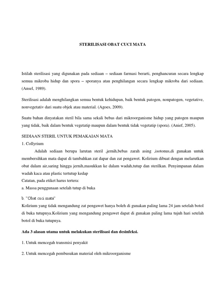Sterilisasi Obat Cuci Mata | PDF