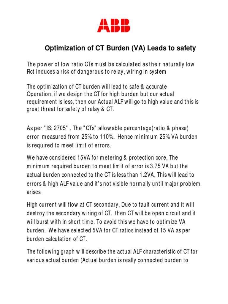 Appropriate Selection of CT VA Burden PDF | PDF | Electrical Equipment ...