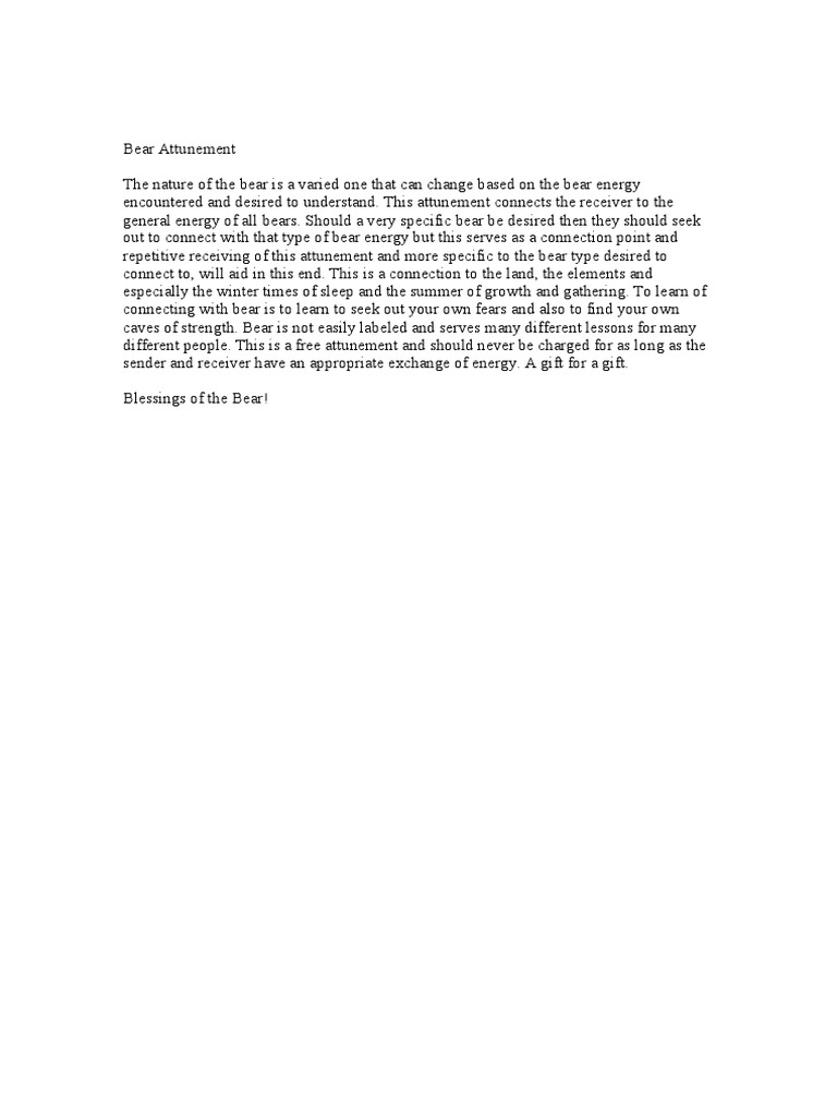 Bear Energy Attunement Guide | PDF