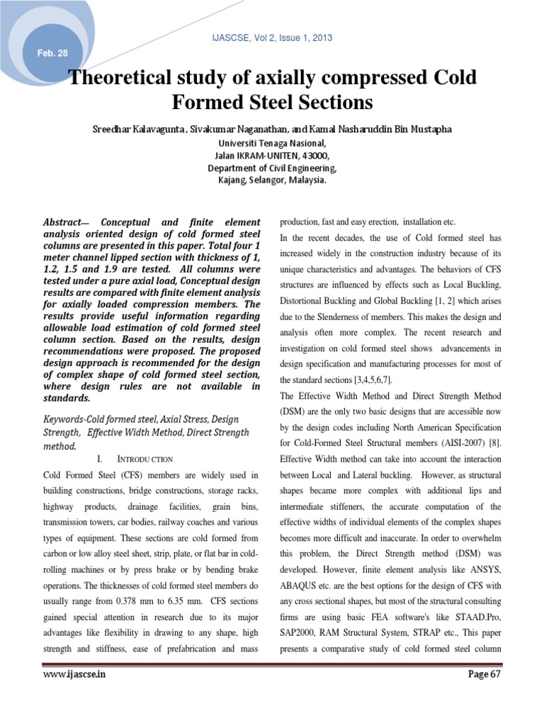 Cold Formed Steel Sections-Libre | PDF | Buckling | Strength Of Materials
