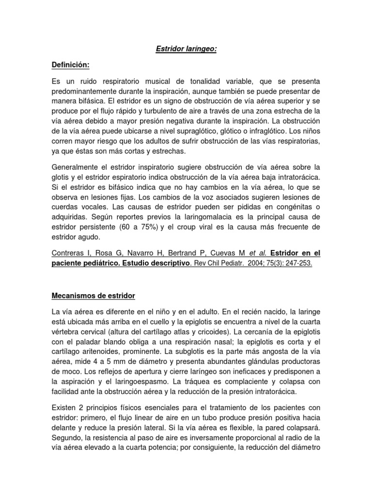 Estridor laríngeo en pediatría: causas y síntomas | PDF | Endoscopia ...