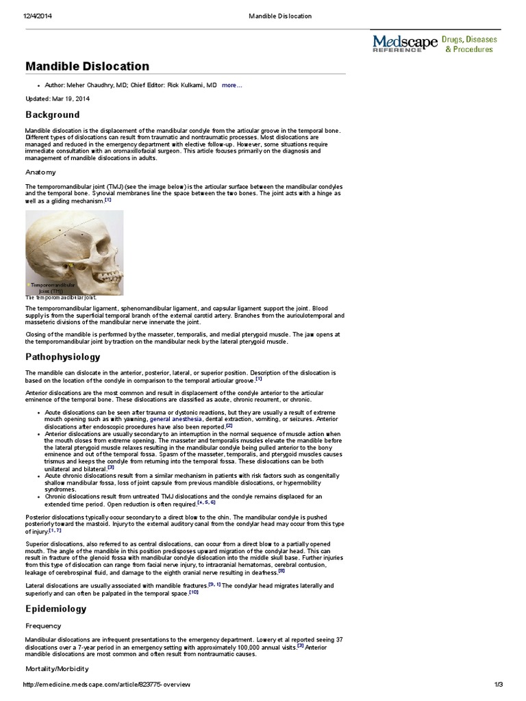 Mandible Dislocation | PDF