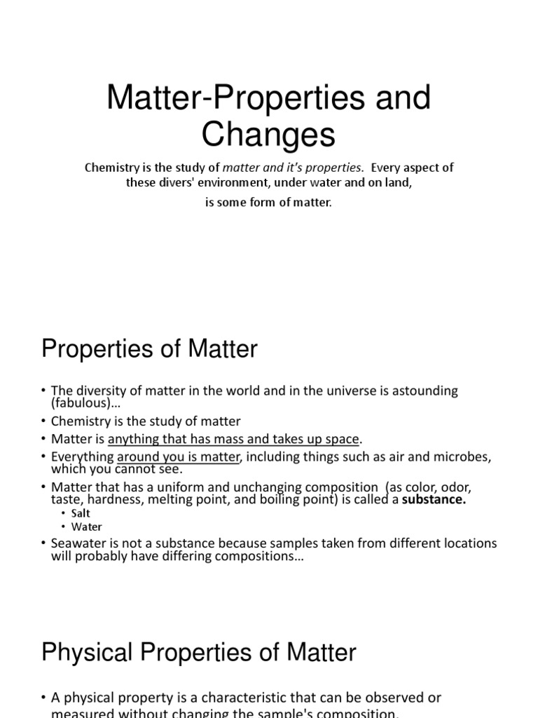 Properties and Changes of Matter | PDF | Density | Gases
