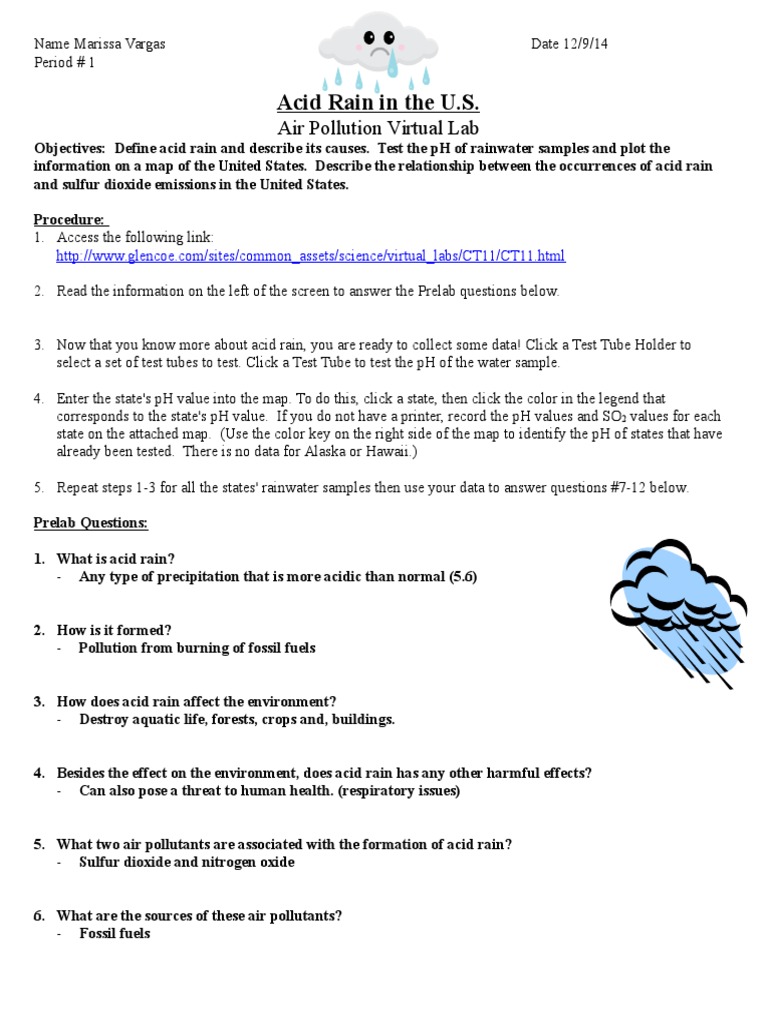 Acid Rain Virtual Lab Worksheet | PDF | Fossil Fuels | Air Pollution