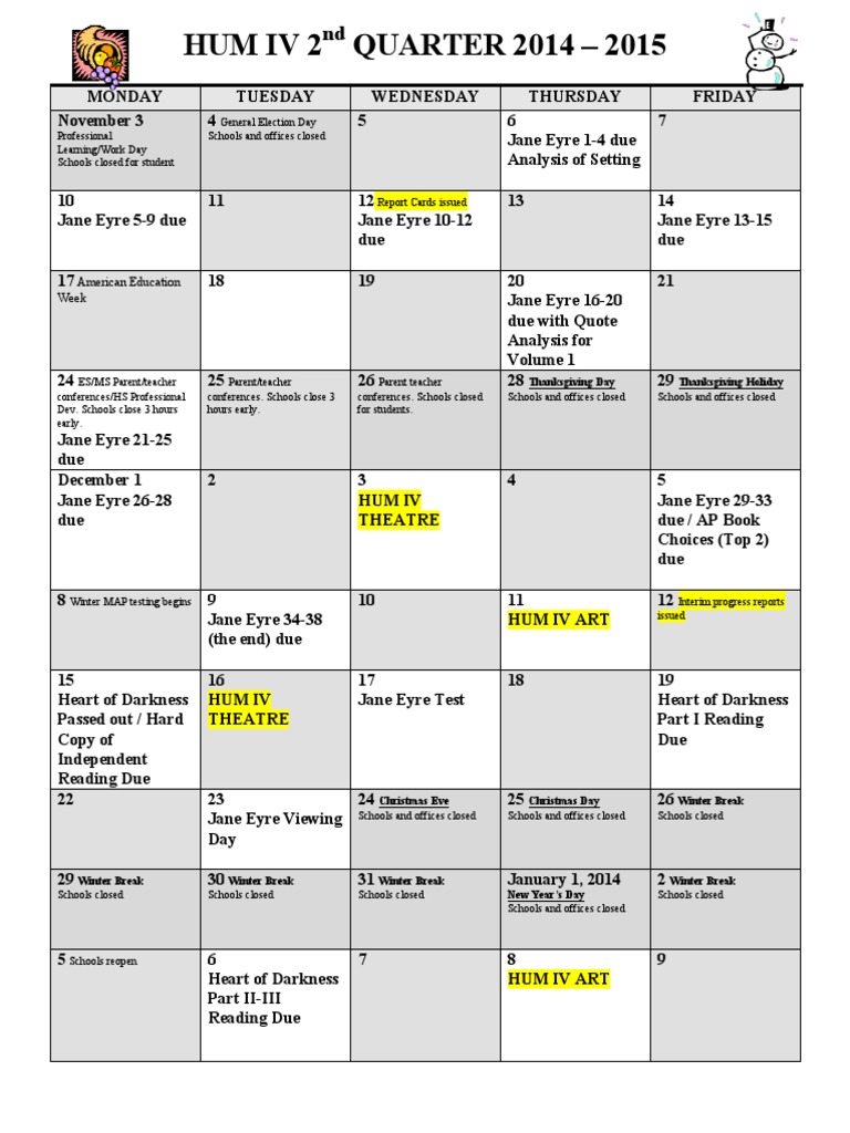 2014 Hum IV Quarter 2 Calendar | PDF