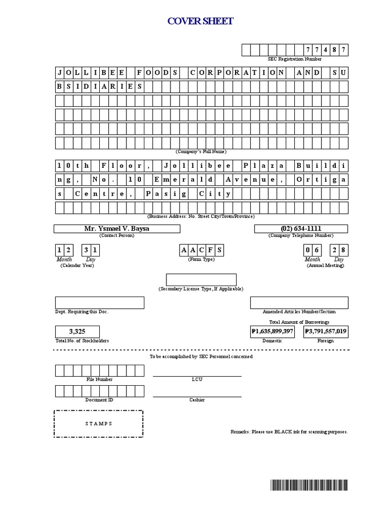 Jollibee Audited Fs | Financial Statement | Audit