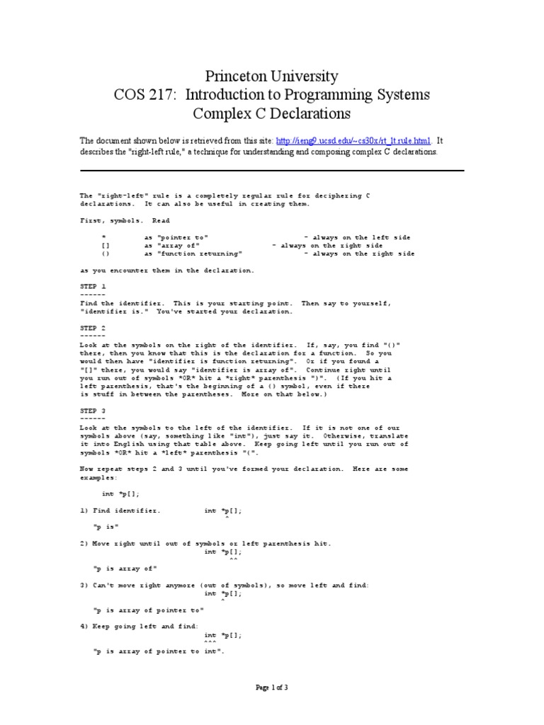 Complex C Declarations | Download Free PDF | Pointer (Computer ...