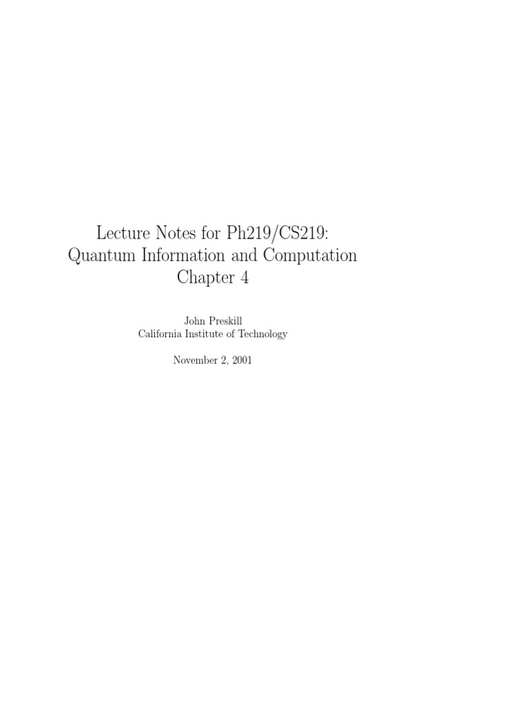 Quantum Information and Computation Preskill | PDF | Quantum ...