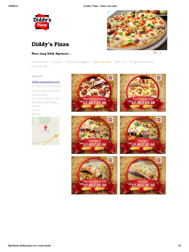 Diddy's Pizza - Menu 'Ala Carte
