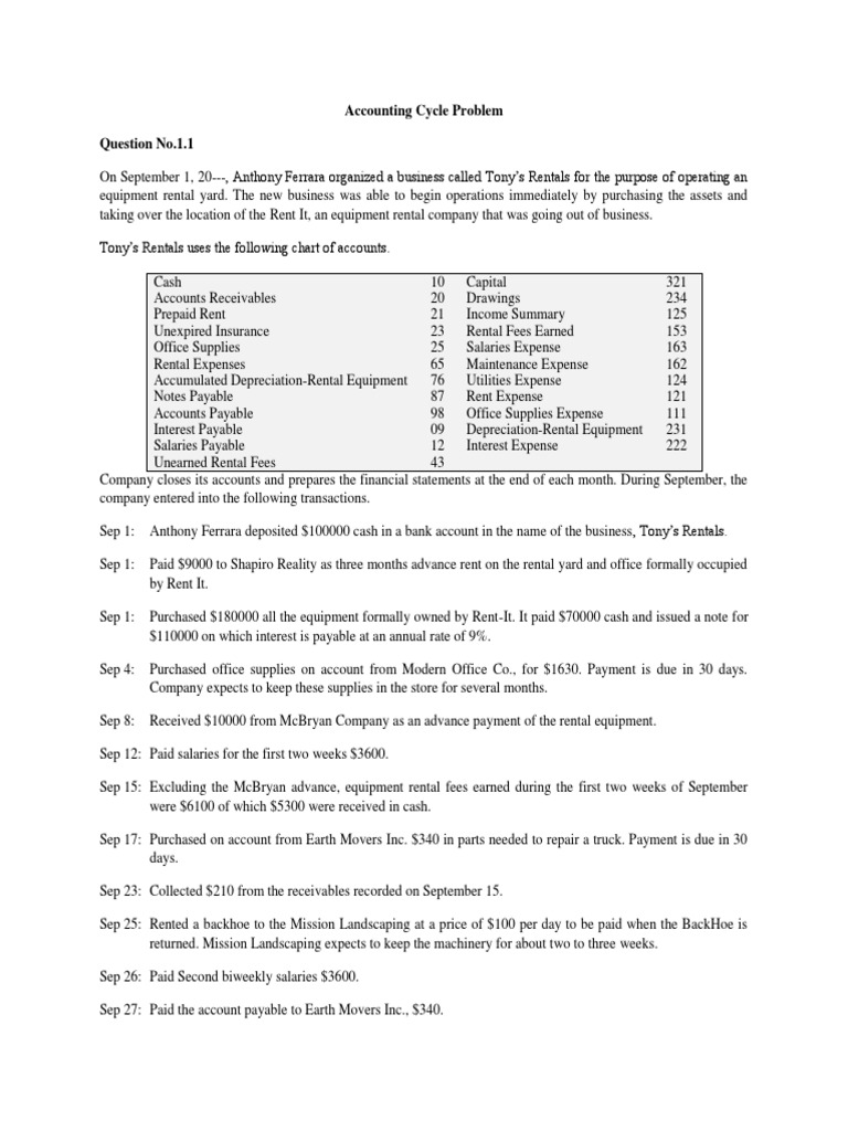 Accounting Cycle Problem | PDF | Expense | Renting