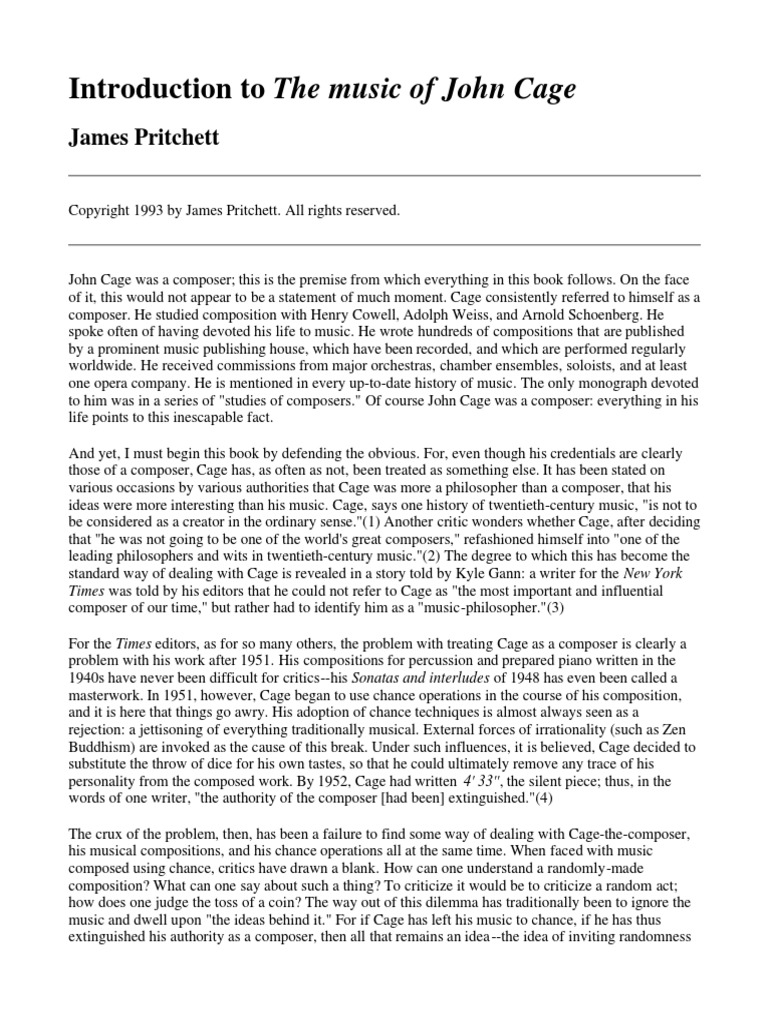 James Pritchett - Introduction To The Music of John Cage | PDF