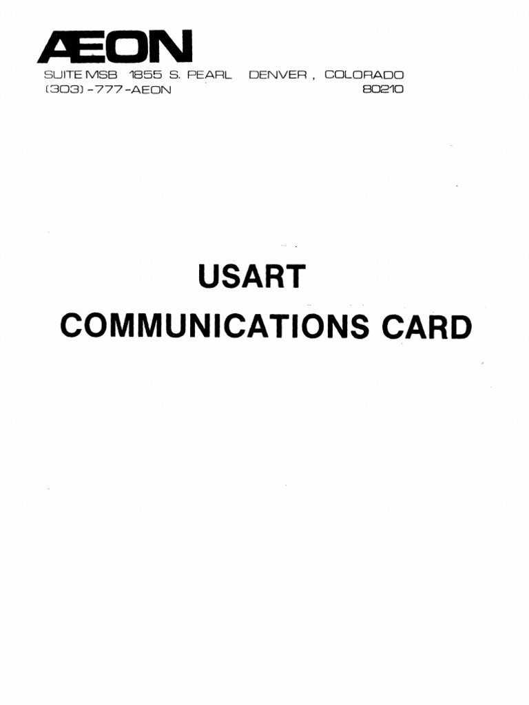 AEON USART Communications Card | PDF | Input/Output | Electrical Connector